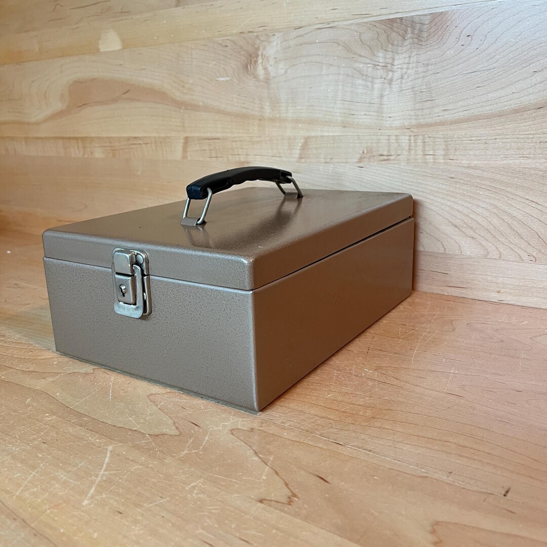 Vintage Check File Box Midcentury Steel Industrial Portable Document ...