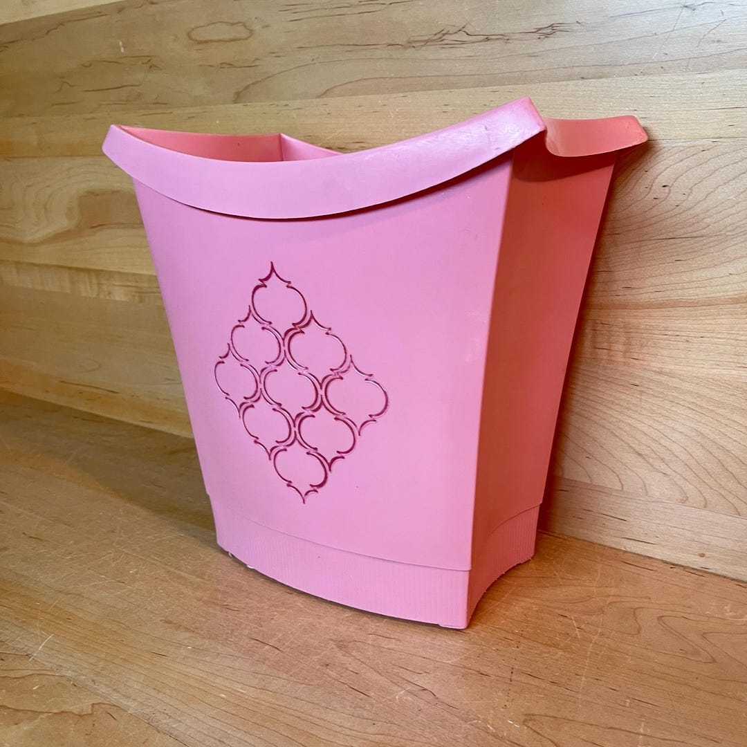 Vintage Small Wastepaper Basket Midcentury Pink Lustro Ware Bathroom ...