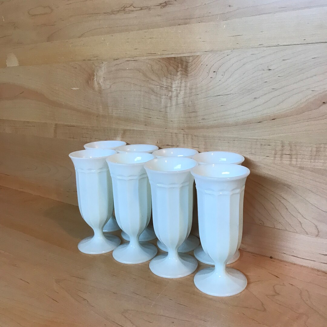 Vintage Milk Glass Parfait Glasses Midcentury White Milkshake Sundaes ...