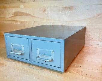 Vintage Steel Index Card File Box Midcentury 1960s Black Metal ...
