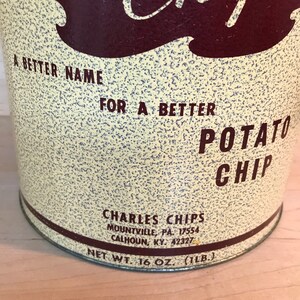 Vintage Charles Chips Tin Midcentury Metal Potato Chip Container Shabby ...