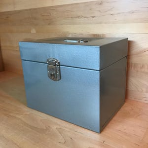 Vintage Steel File Box Midcentury 1950s Port-a-file Portable Gray Metal ...