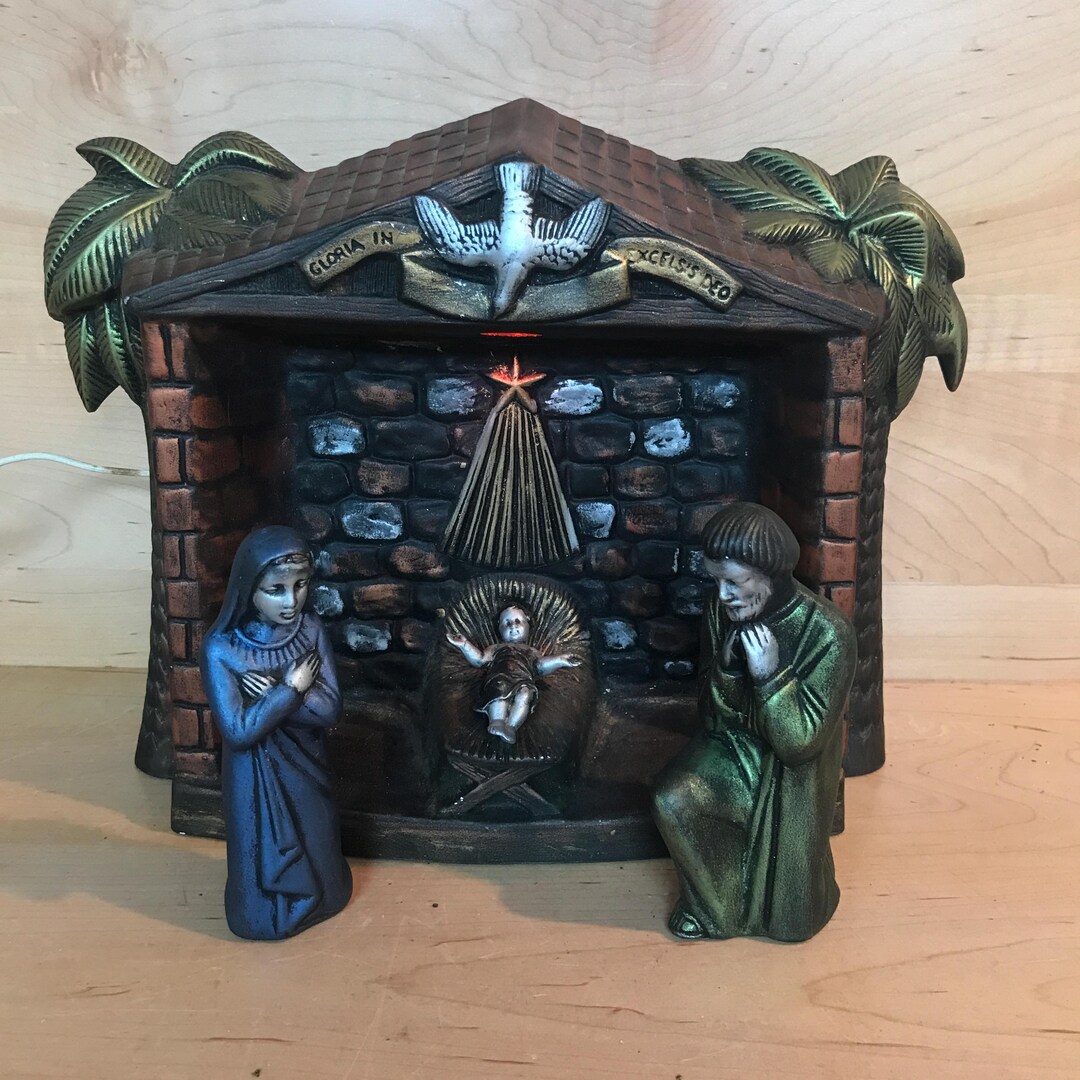 Vintage Nativity Set: Midcentury Ceramic Manger Scene Creche Christmas ...