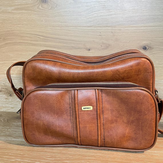 Vintage Airway Flight Bag: Midcentury Brown Leather-L… - Gem