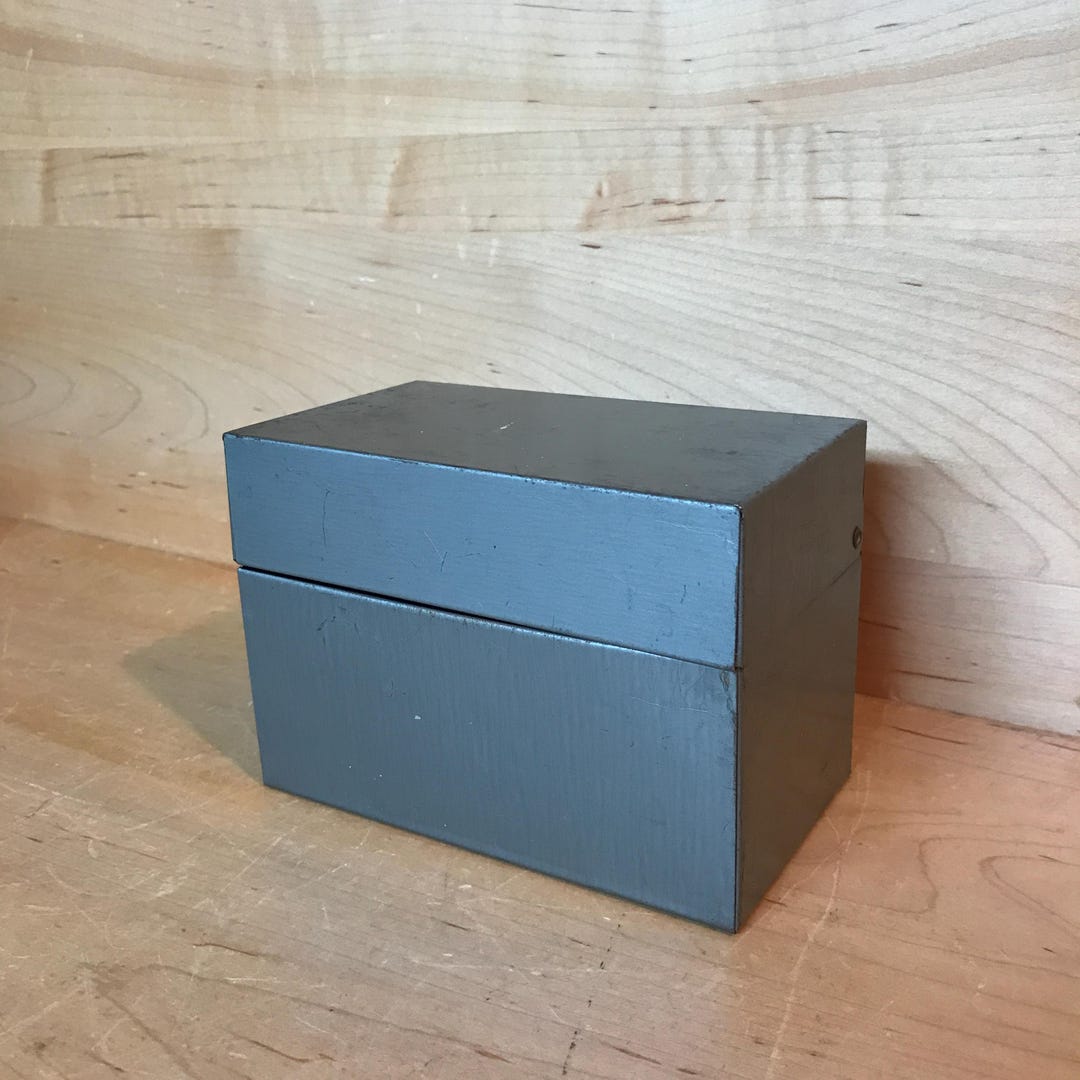 Vintage Steel 3x5 Index Card File Box Midcentury 1950s 60s Metallic ...