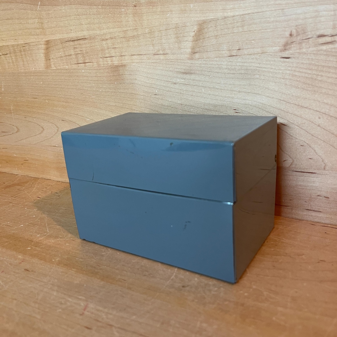Vintage 3x5 Steel Index Card File Box Midcentury 1970s Gray Metal ...