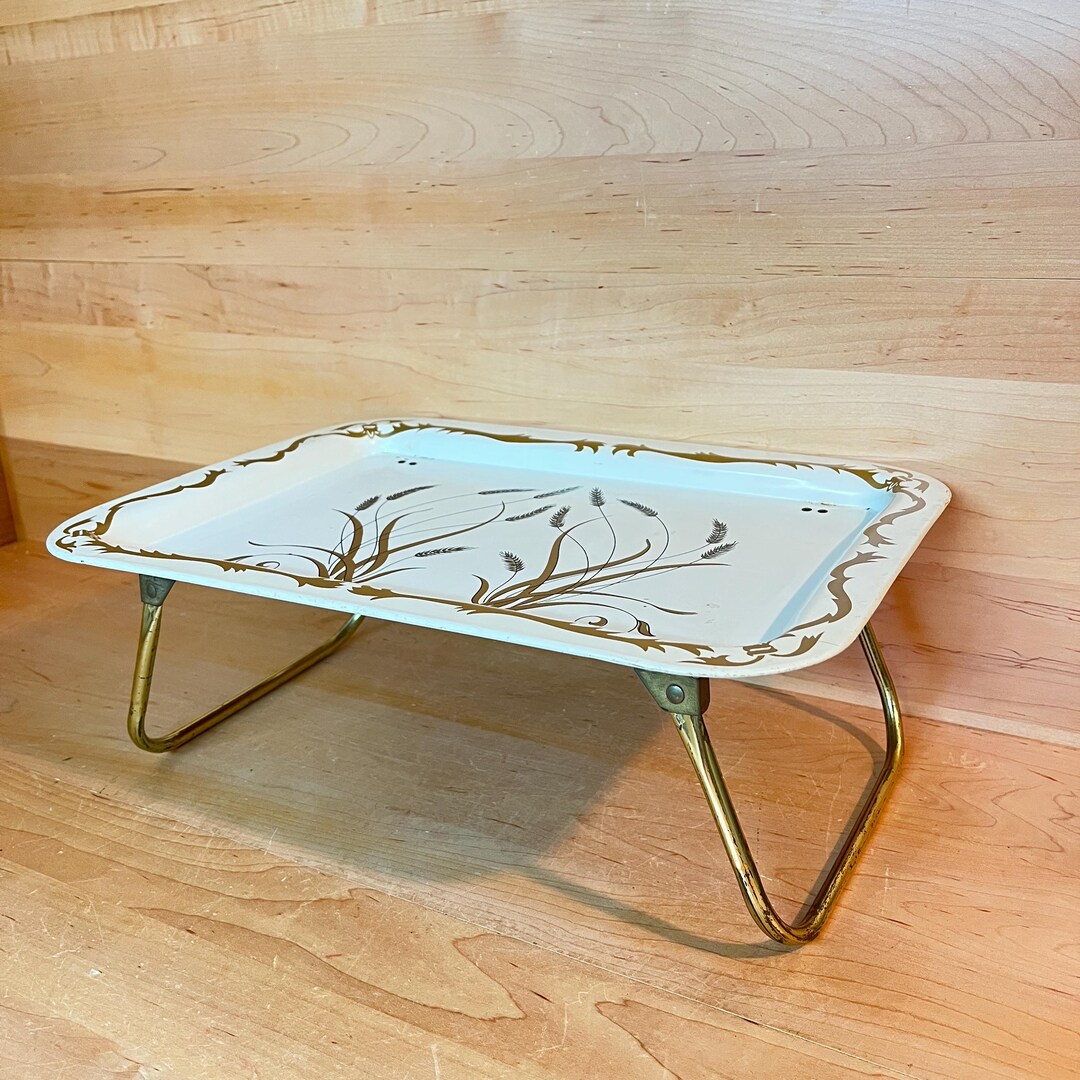 Vintage Metal Lap Tray With Legs Folding TV Couch Bed Work Surface Sick ...