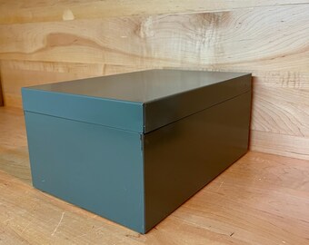 Vintage Steel Index Card File Box Midcentury 1960s Black Metal ...
