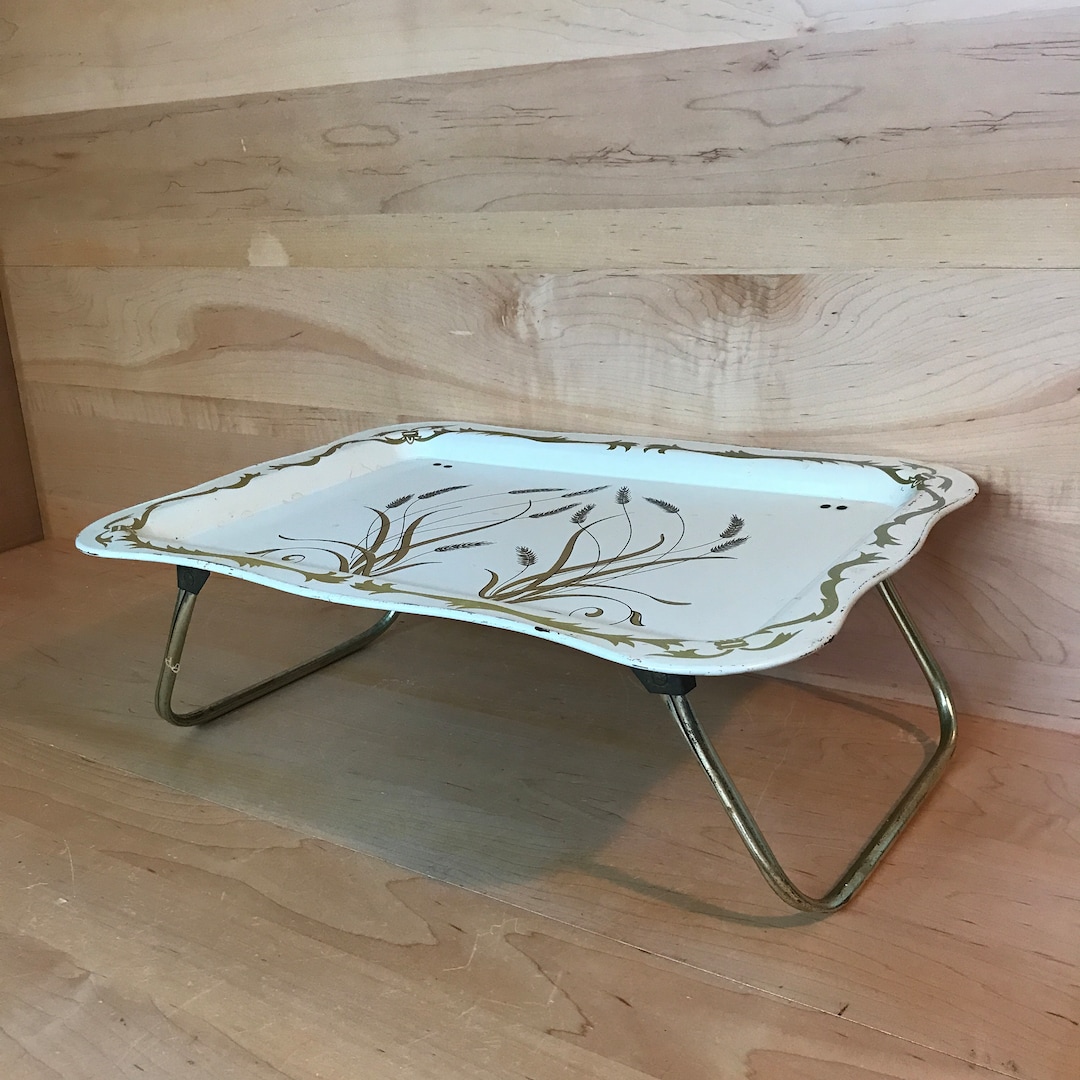Vintage Metal Lap Tray With Legs Folding TV Couch Bed Work Surface Sick ...