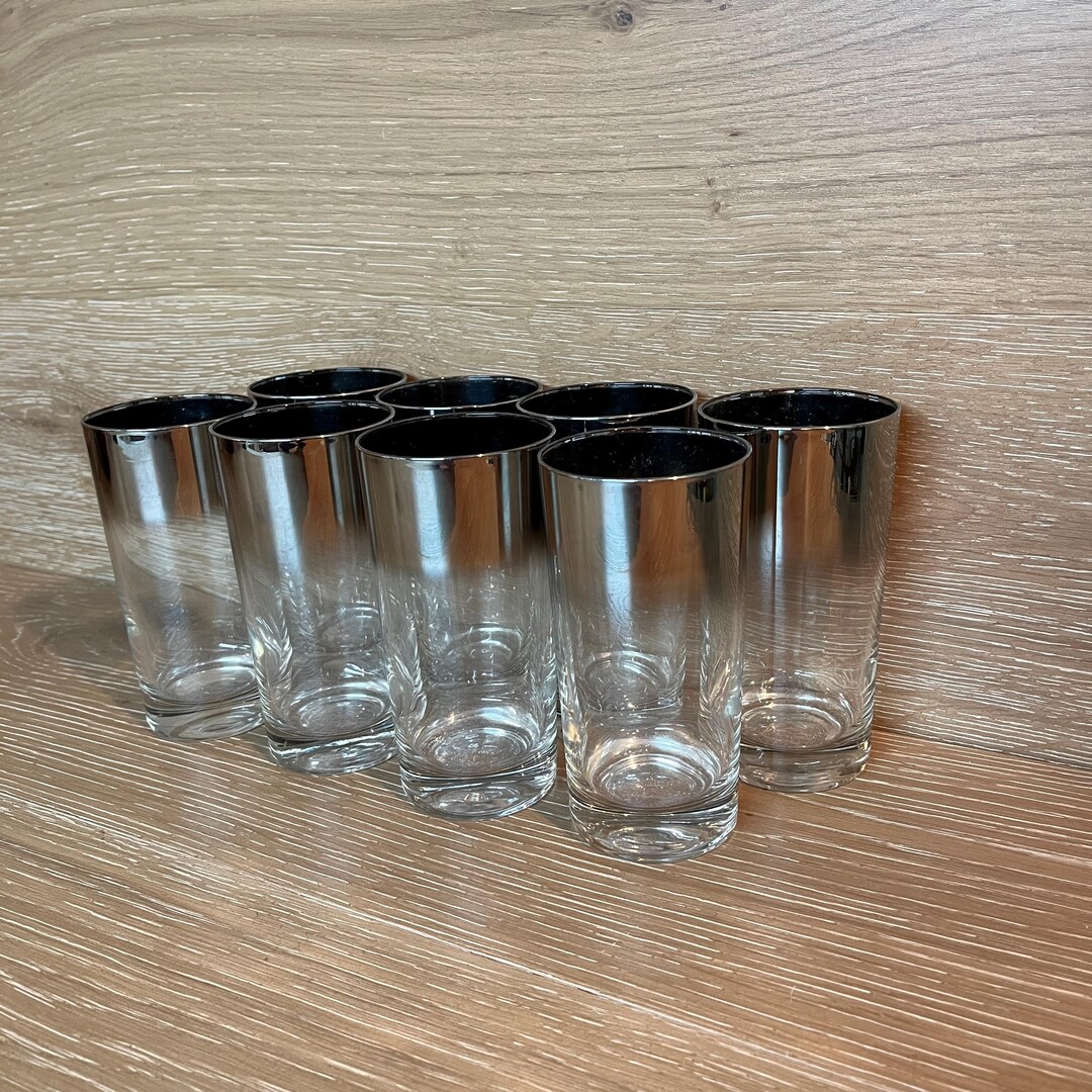Vintage Highball Collins Glasses: Midcentury Silver Ombre Fade Iced Tea ...