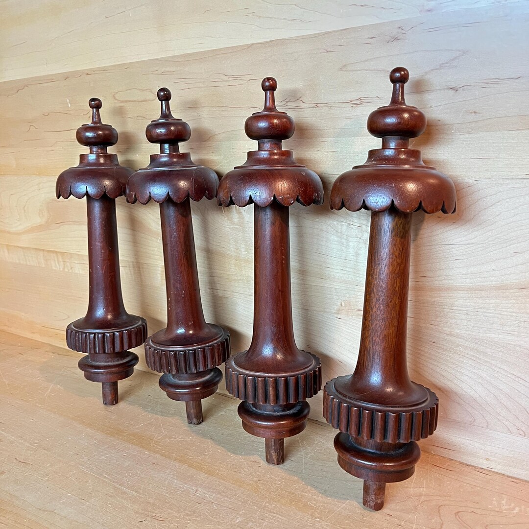 Selection of Vintage Wood Finials Midcentury Antique Large Turned ...