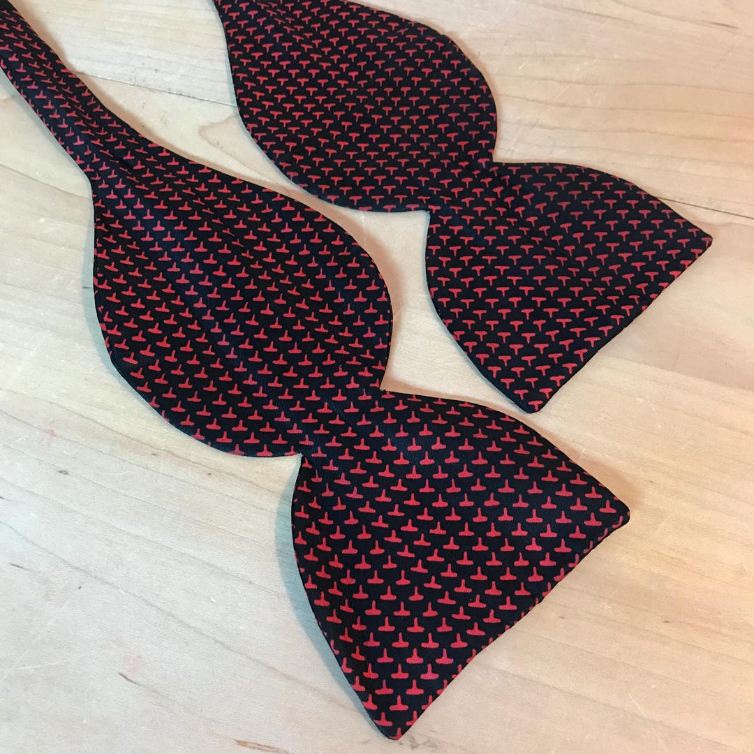 Vintage Big Butterfly Style Bow Tie Red Black Midcentury Silk Self-tie Bowtie - Etsy