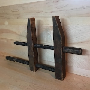 Antique Wood Clamp Vintage Woodworking Vise Tool Industrial Man Cave ...