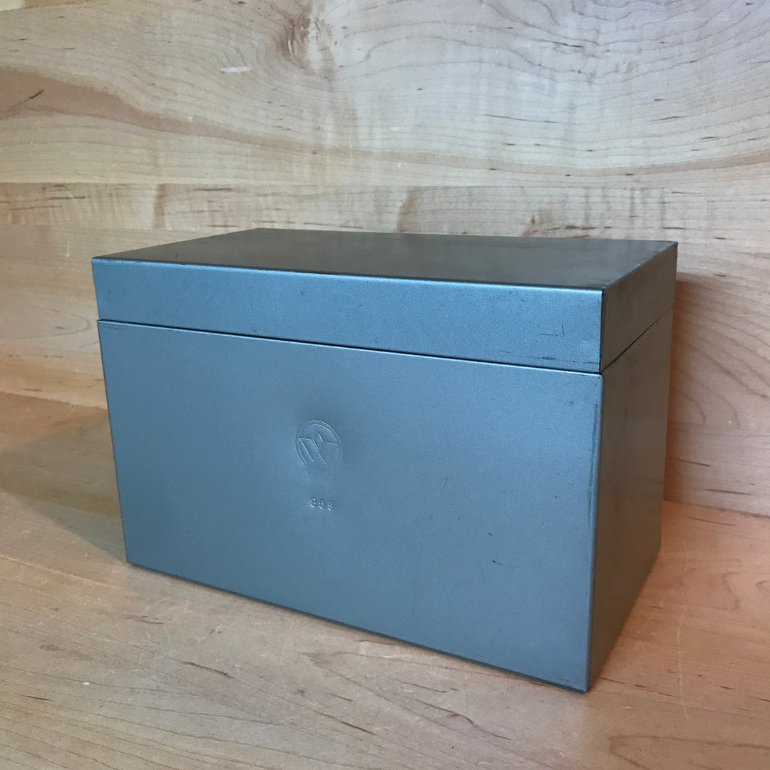 Vintage Steel Index Card File Box Midcentury 1950s Gray Metal ...
