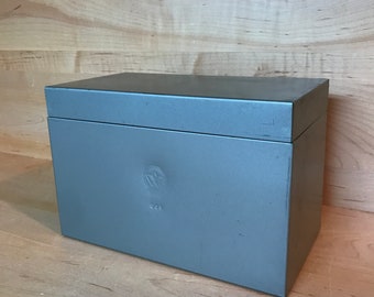 Vintage Steel Index Card File Box Midcentury 1960s Black Metal ...