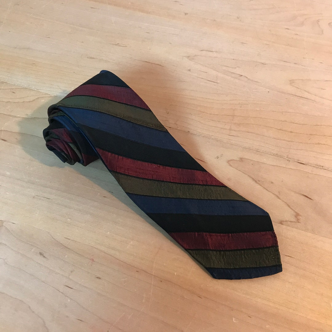 Vintage 1960s Skinny Necktie Kennedy Era Retro Striped Blue Red Black ...