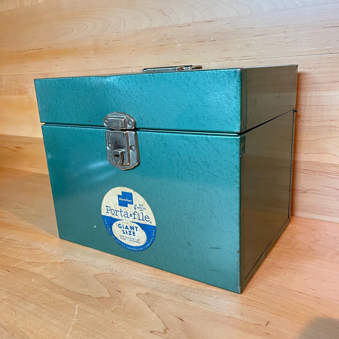 Vintage Metal Document Box Midcentury Green Steel Portafile Portable ...