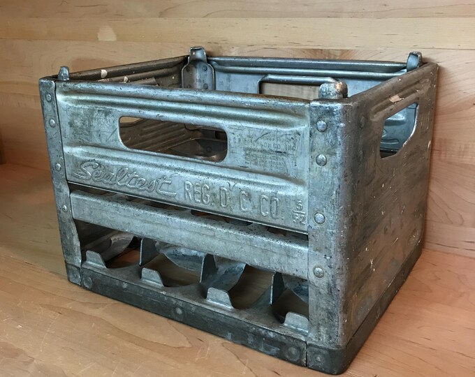 Vintage Milk Crate Midcentury Sealtest Cream Dairy Steel Metal Delivery ...
