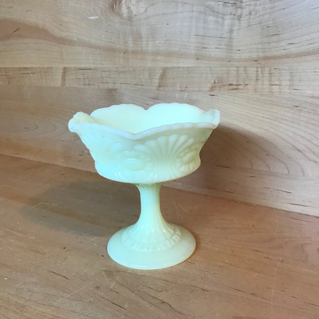 Vintage Fenton Glass Compote Midcentury Scroll and Eye Candy Serving ...