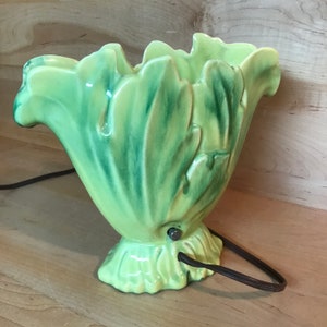 Vintage Television Lamp Midcentury Porcelain Green Vase Style TV Light ...