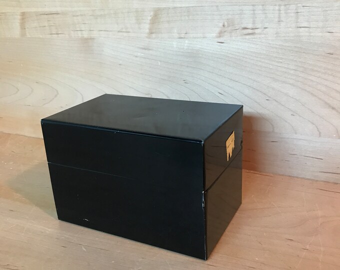Vintage Steel 3x5 Index Card File Box Midcentury 1950s 60s Black Metal ...