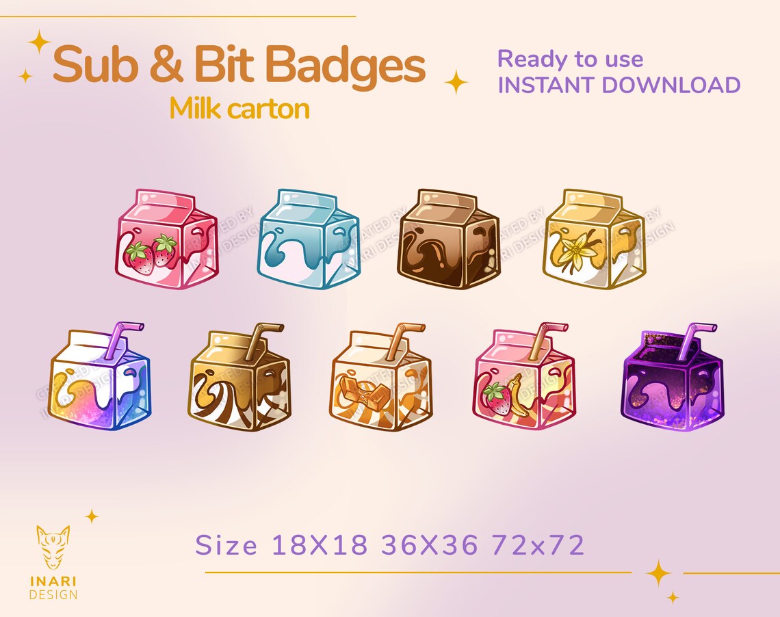 Sub Badges Milk Carton Twitch Youtube Discord | Bit Badges Subscribers ...