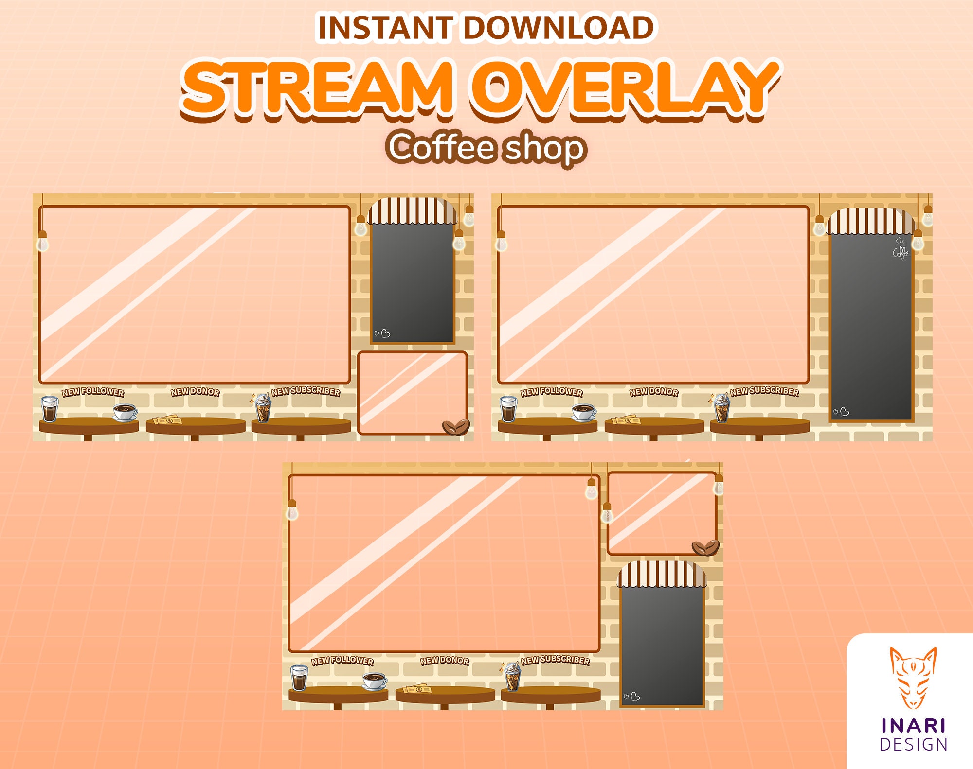 Twitch Overlay - Cafe - Coffee Shop - Cute / Kawaii / Sub Badge ...