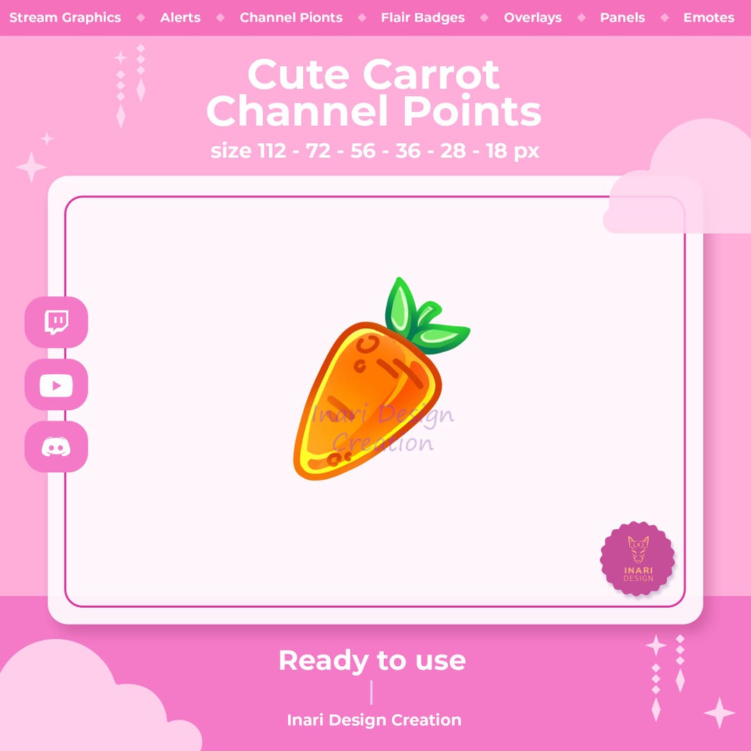 Carrot Channel Points | Cute | Bit Badges | Sweet Food Graphics Stream ...