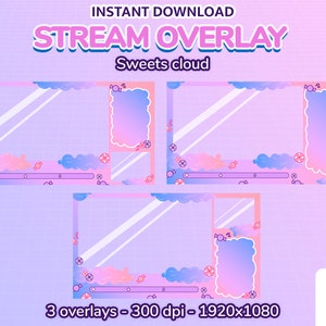 Sweets Cloud Twitch Overlay: Kawaii Candy Stream Design (digital ...