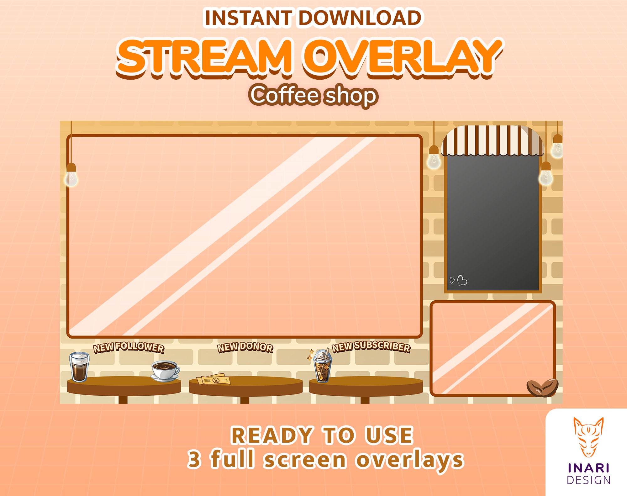Twitch Overlay - Cafe - Coffee Shop - Cute / Kawaii / Sub Badge ...