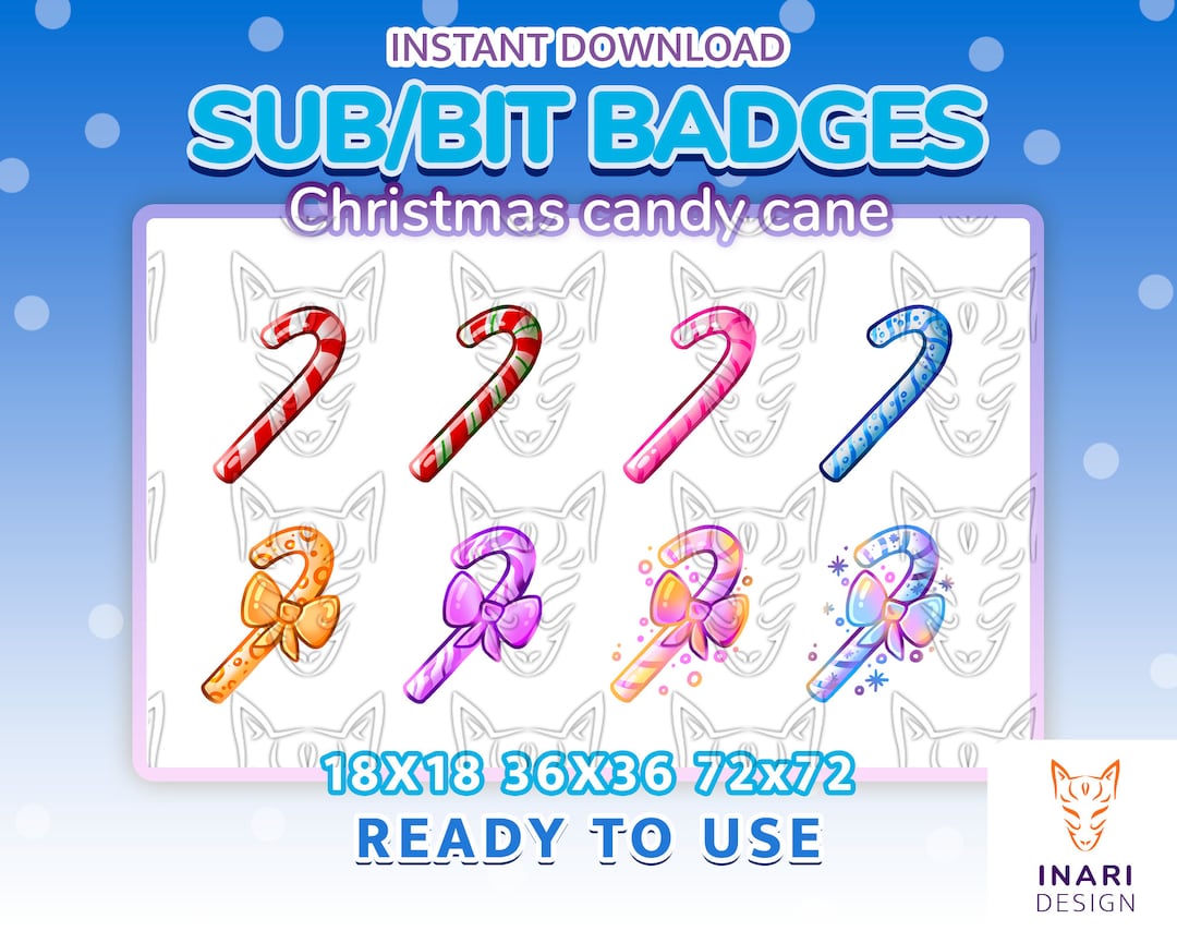 Candy Cane Badges Christmas for Twitch Stream Youtube / Bit - Etsy