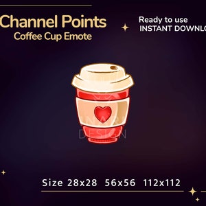 Coffee Cup Channel Point Emote for Twitch Red Heart Coffee Lover Emote ...