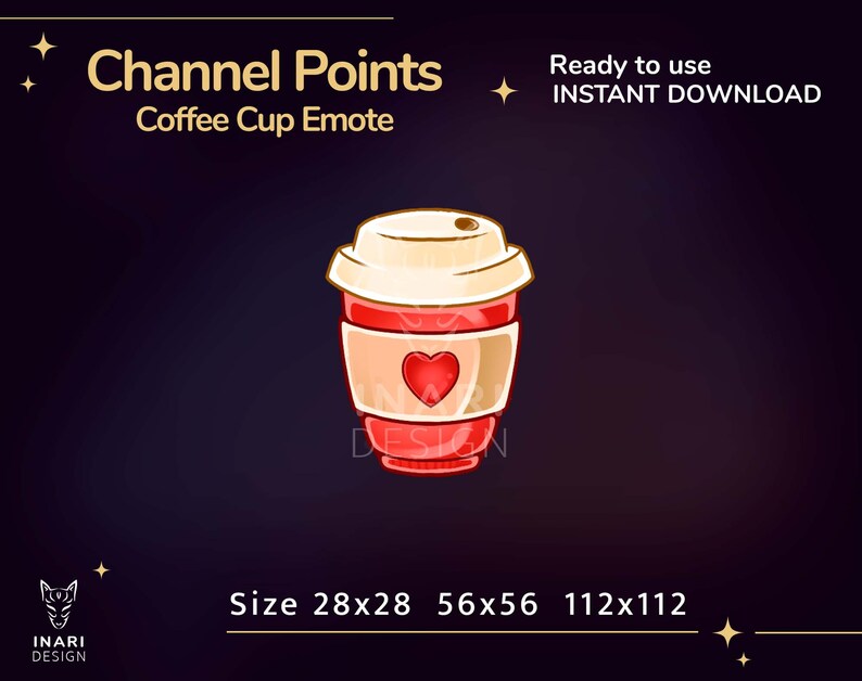 Coffee Cup Channel Point Emote for Twitch Red Heart Coffee Lover Emote ...
