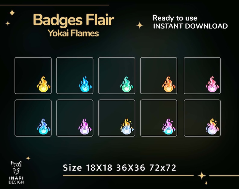 Yokai Flame Badges Flair for Twitch/youtube Streamers (digital Download ...