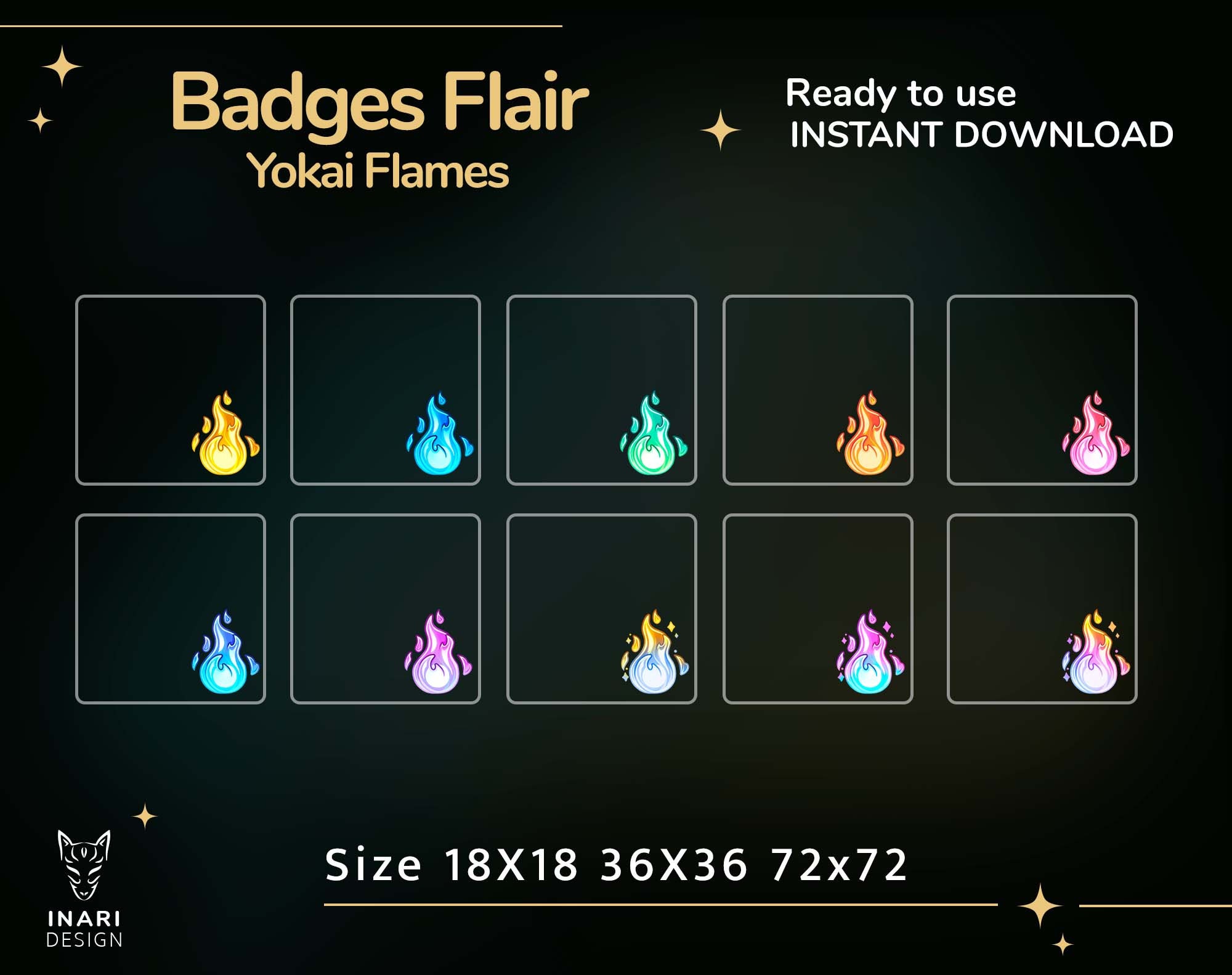Yokai Flame Badges Flair for Twitch/youtube Streamers (digital Download ...