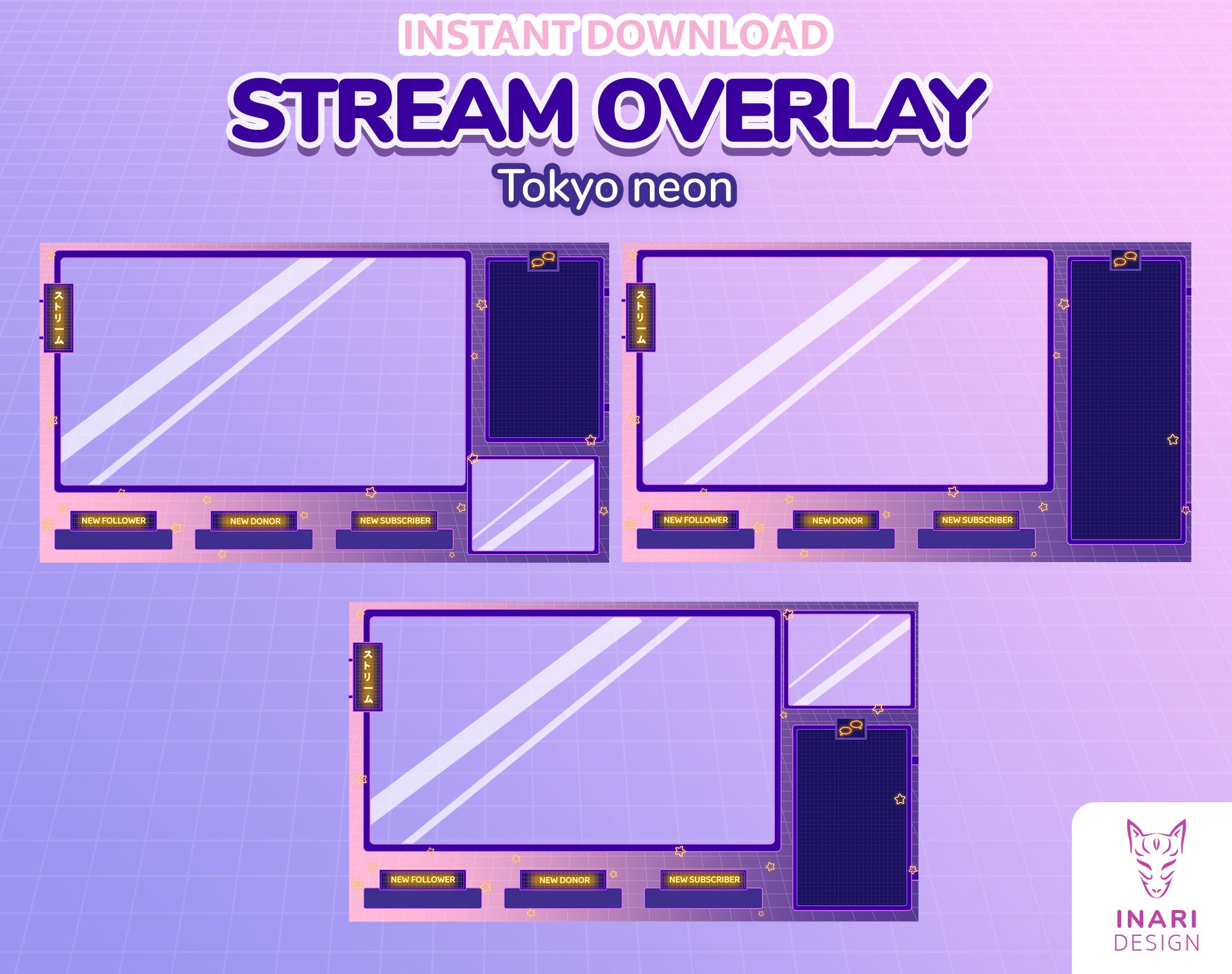 Stream Overlay Tokyo Neon Lofi Cute / Kawaii / Sub Badge / Stream ...