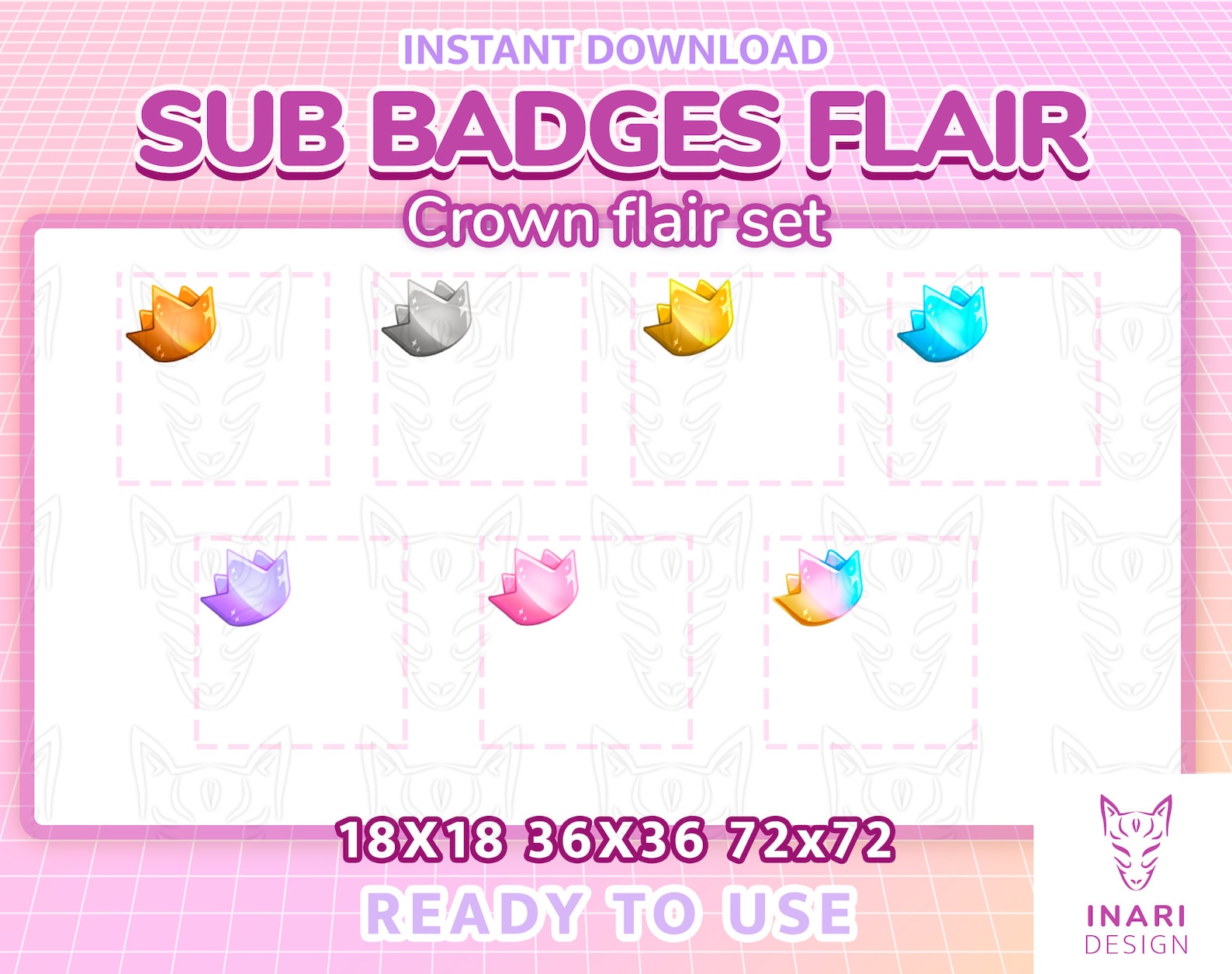 Twitch Sub Badge Flair Crown Flair / Cute / Streamer / Cute Sub Badges ...