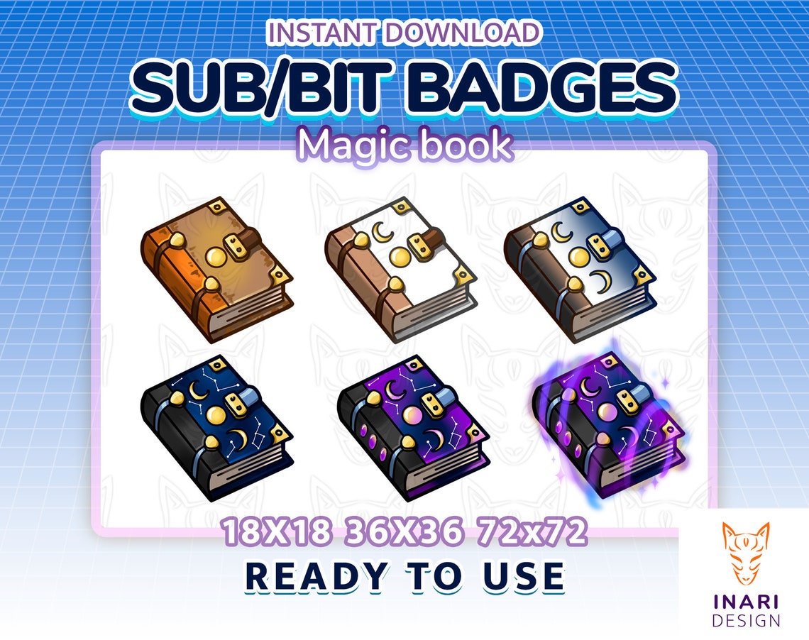 Magic Book Badges for Twitch or Youtube HP Bit Badges Magic Badge ...