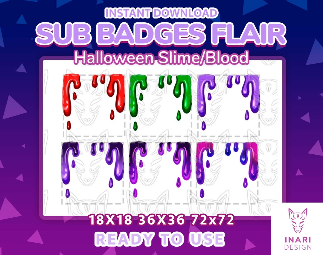 Halloween Slime Blood Twitch Badges Flair – Spooky Stream (digital ...
