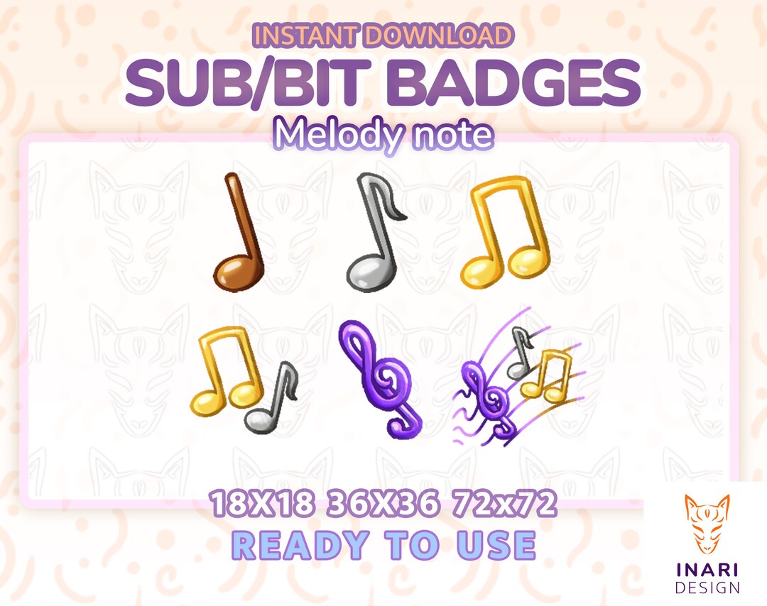 Melody Note Sub Bagdes for Twitch / Youtube / Discord- Cute / Streamer ...
