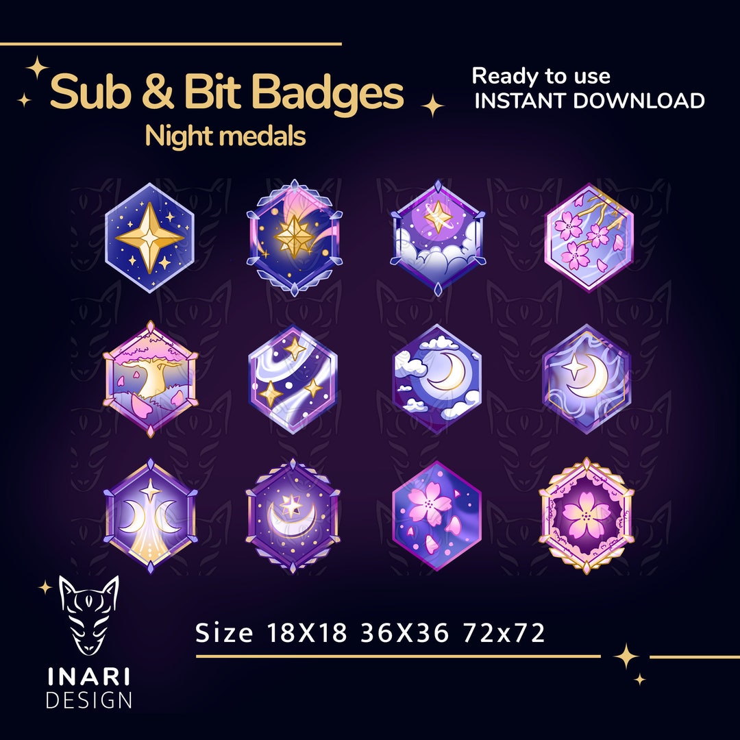 Purple Medals Twitch Badges for Your Community : Night Sky With Pink ...