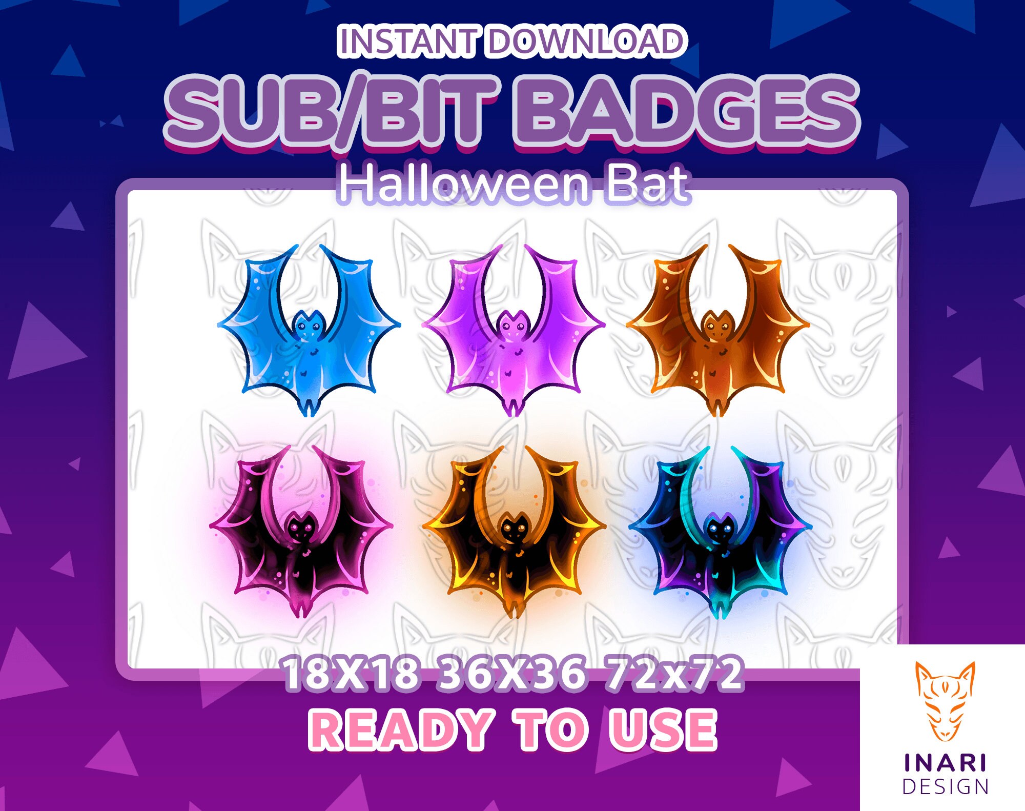 Twitch Sub Badges Halloween Bat - Sub Badges / Bit Badges / Streamer ...