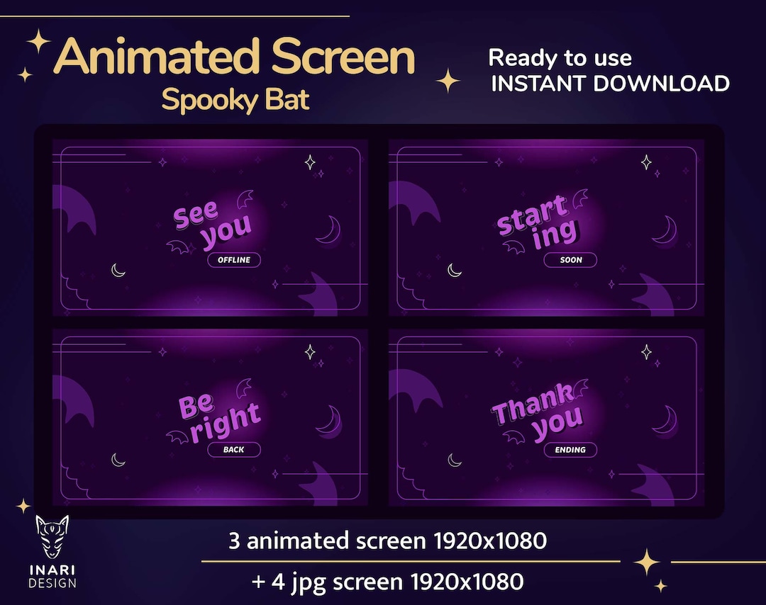 Animated Screen Twitch Halloween | Purple Stream | Start, Ending, Brb ...