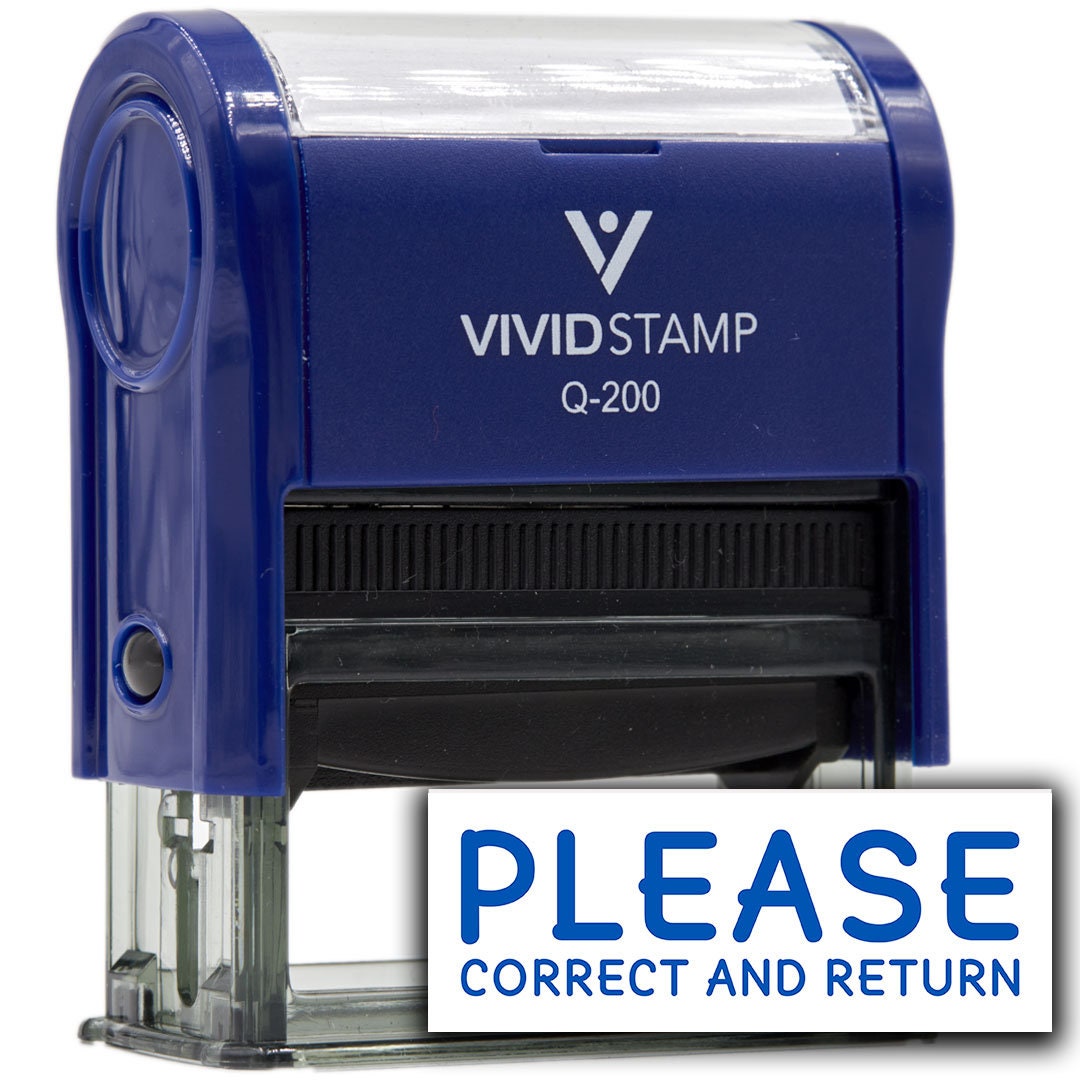 Vivid Stamp Please Correct and Return Self Inking Rubber Stamp - Etsy