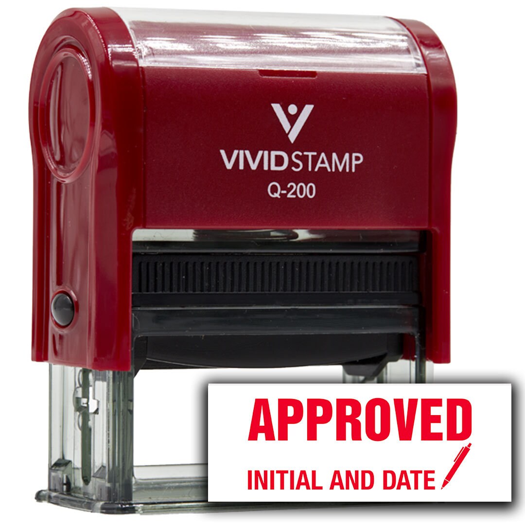 Vivid Stamp Approved Initial and Date (pen Pointing Down) Self Inking ...