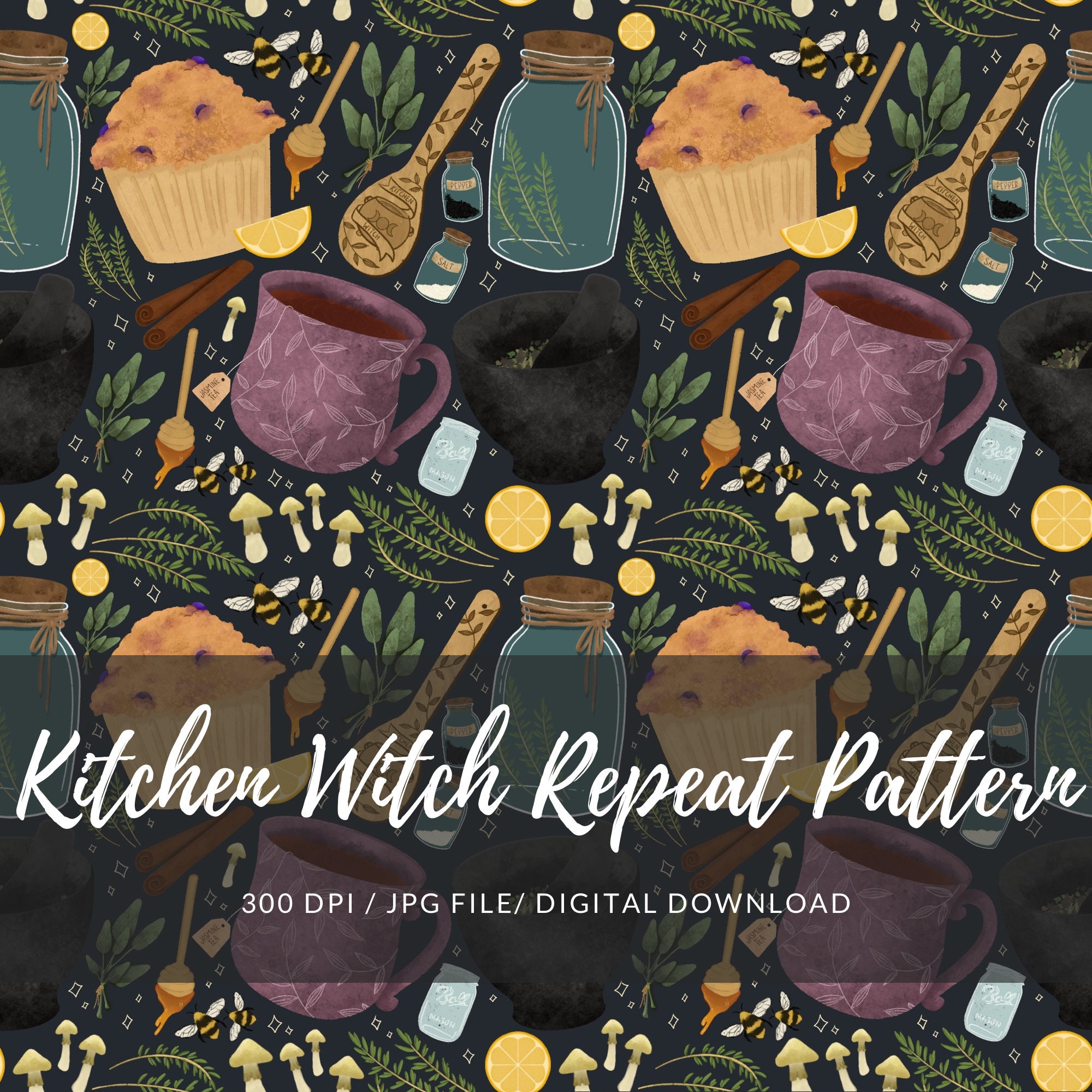 Kitchen Witch Repeating Pattern - Etsy