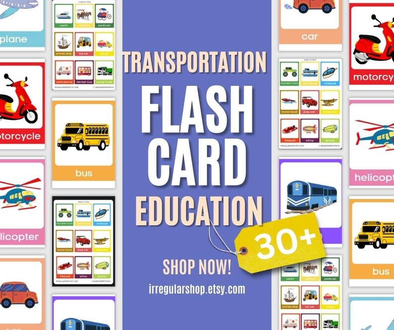 Transportation Flash Cards Printable, 36 Montessori Educational Cards ...