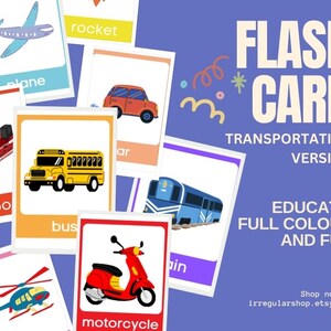 Transportation Flash Cards Printable, 36 Montessori Educational Cards ...