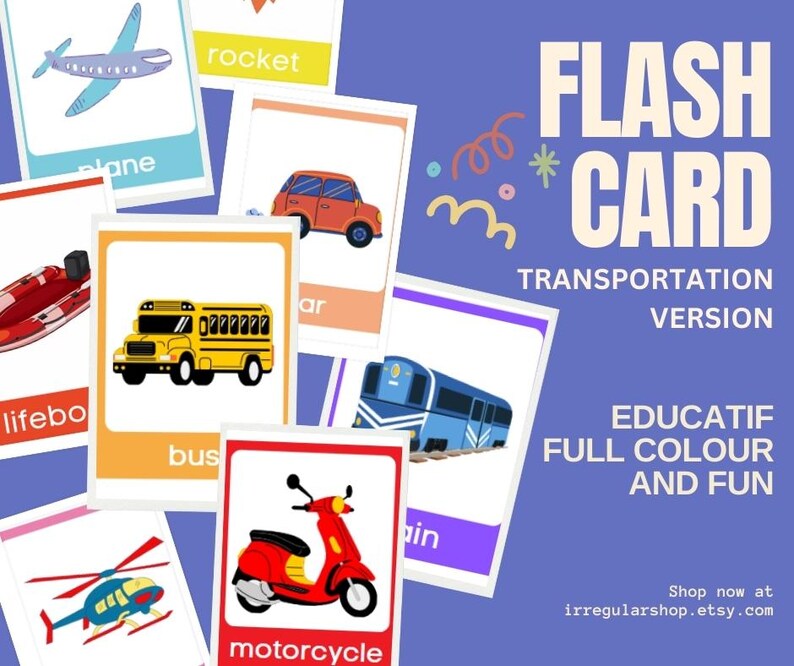 Transportation Flash Cards Printable, 36 Montessori Educational Cards ...