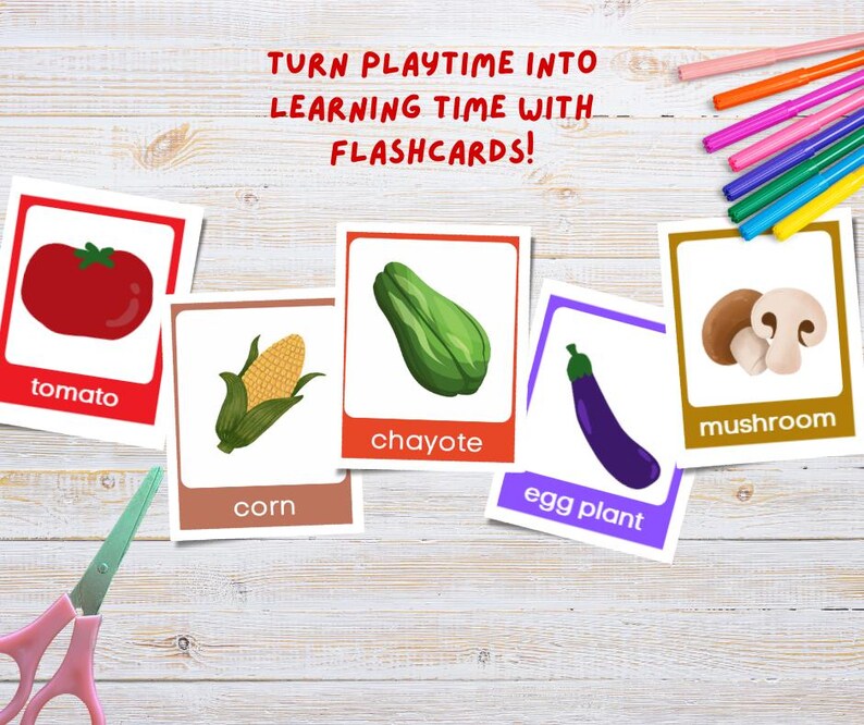 27 Vegetable Flash Cards, Montessori Materials, Educational Printable ...